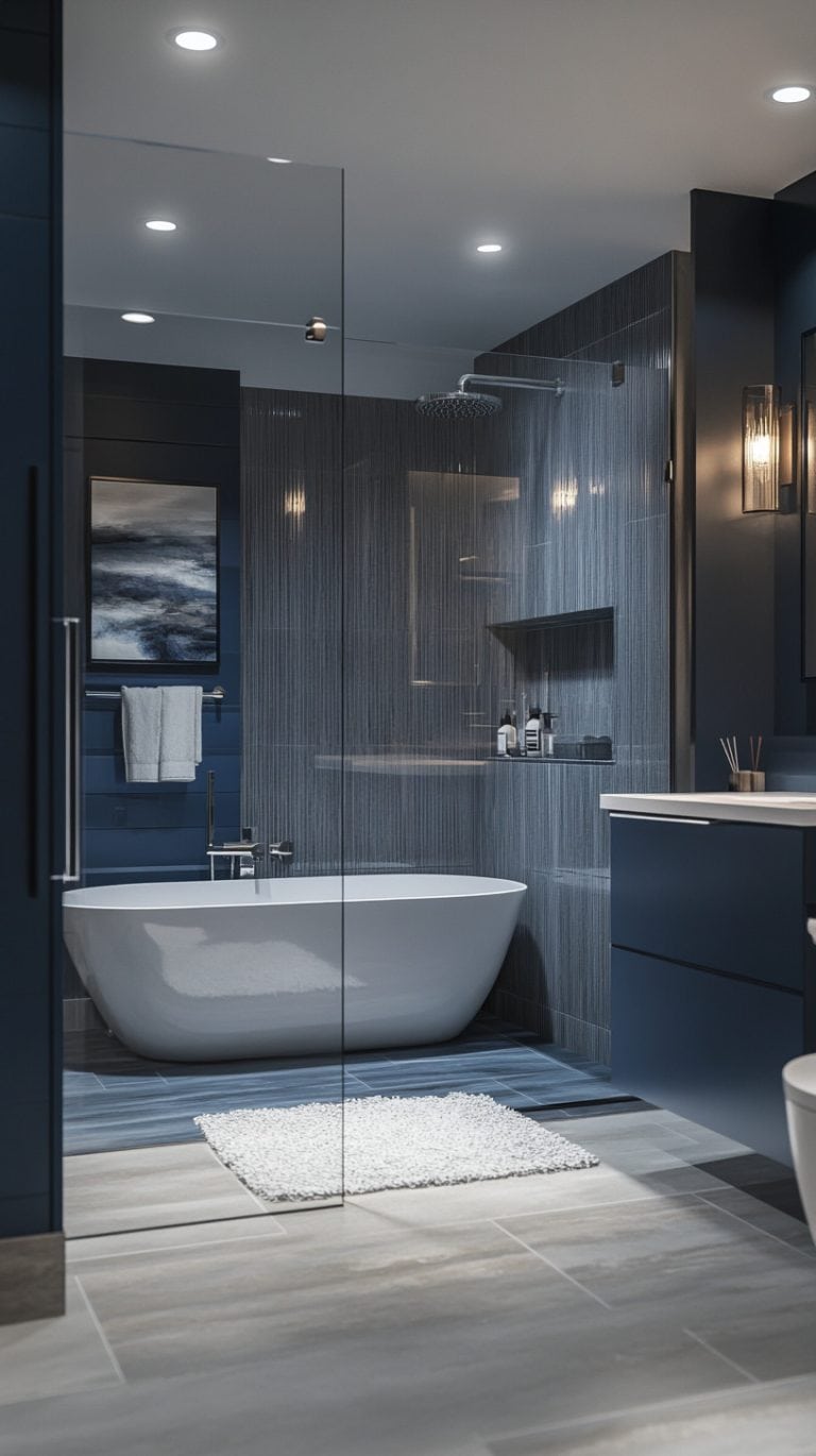41 Navy Blue Bathroom Design Ideas - Glamorous Place