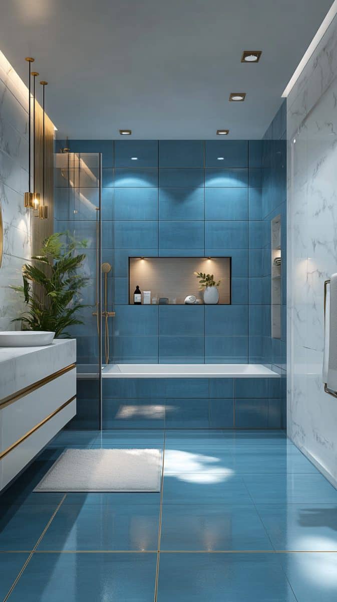 45 Blue Bathroom Inspirations - Glamorous Place