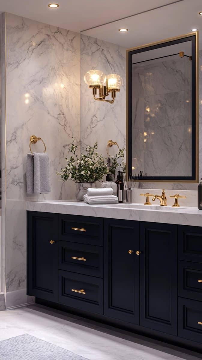33 Dark Blue Bathrooms - Glamorous Place
