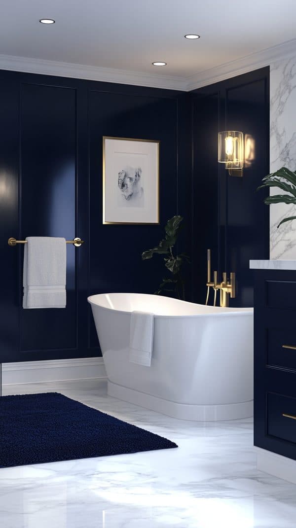 40 Navy Blue Bathroom Aesthetics and Accessories - Glamorous Place