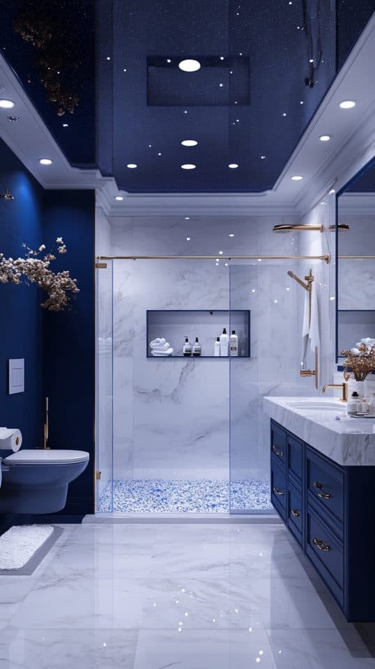 41 Navy Blue Bathroom Design Ideas - Glamorous Place
