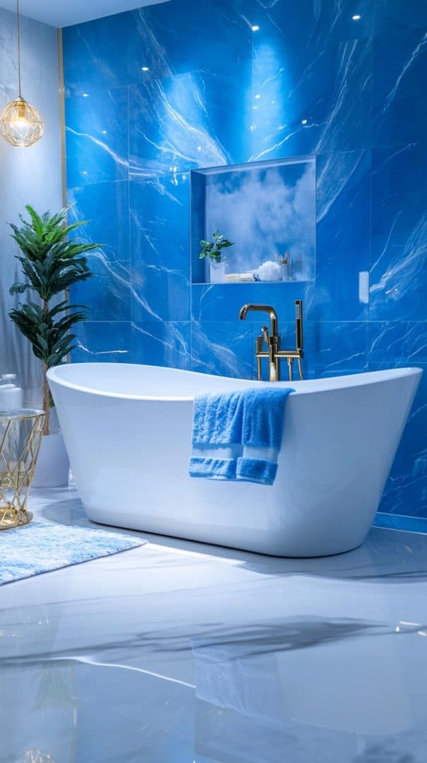 45 Blue Bathroom Inspirations - Glamorous Place