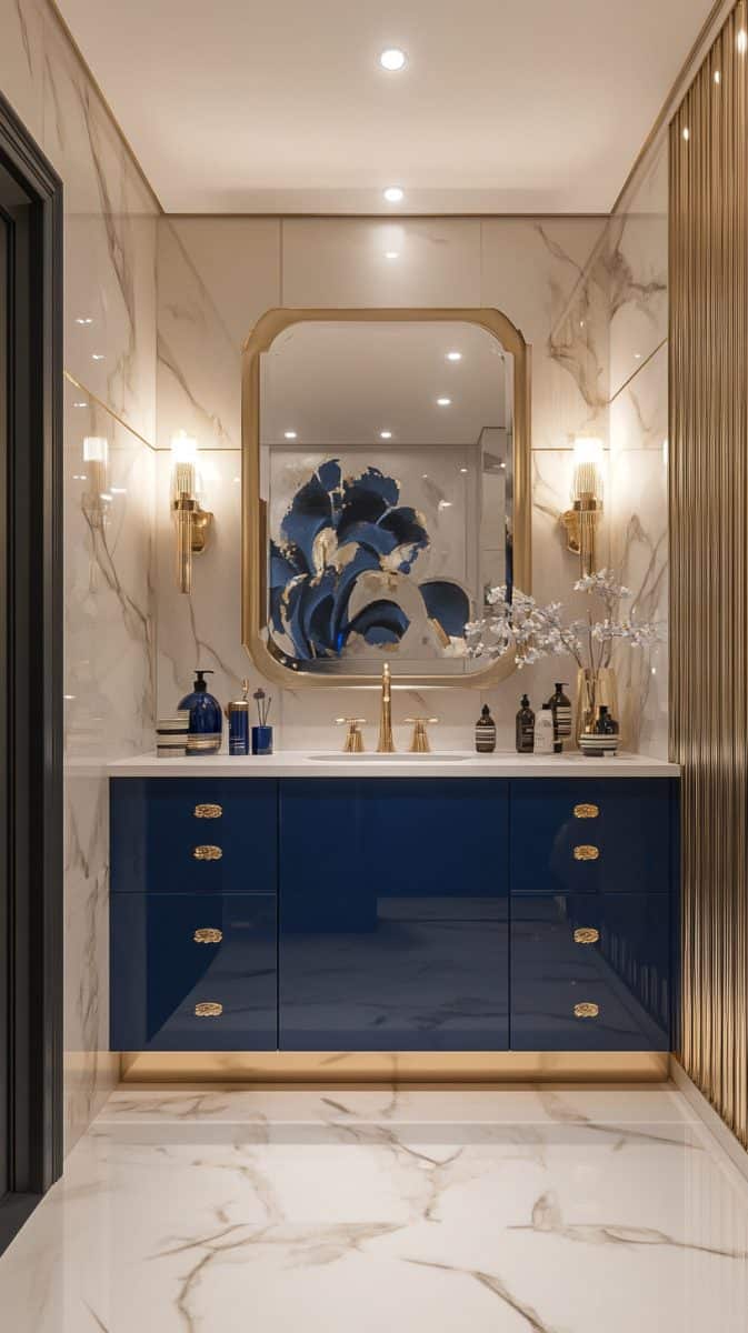 38 Diverse Blue Bathroom Styles - Glamorous Place