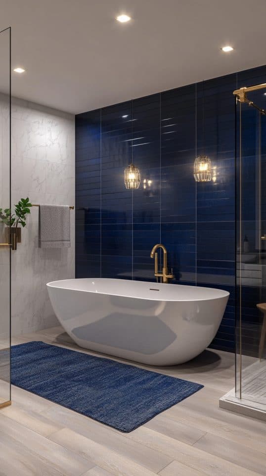 41 Navy Blue Bathroom Design Ideas - Glamorous Place