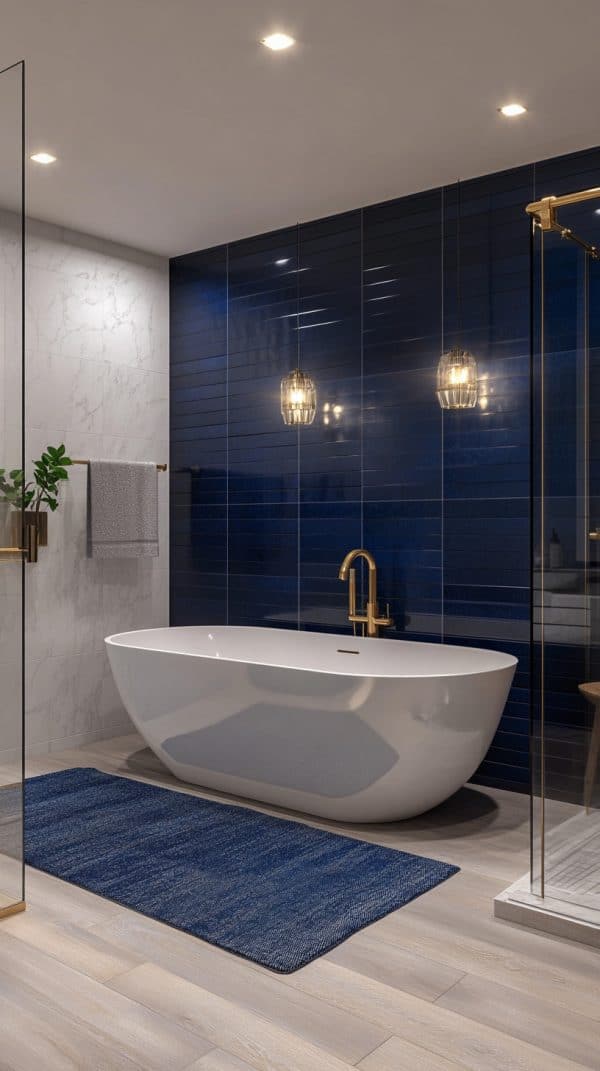 41 Navy Blue Bathroom Design Ideas - Glamorous Place
