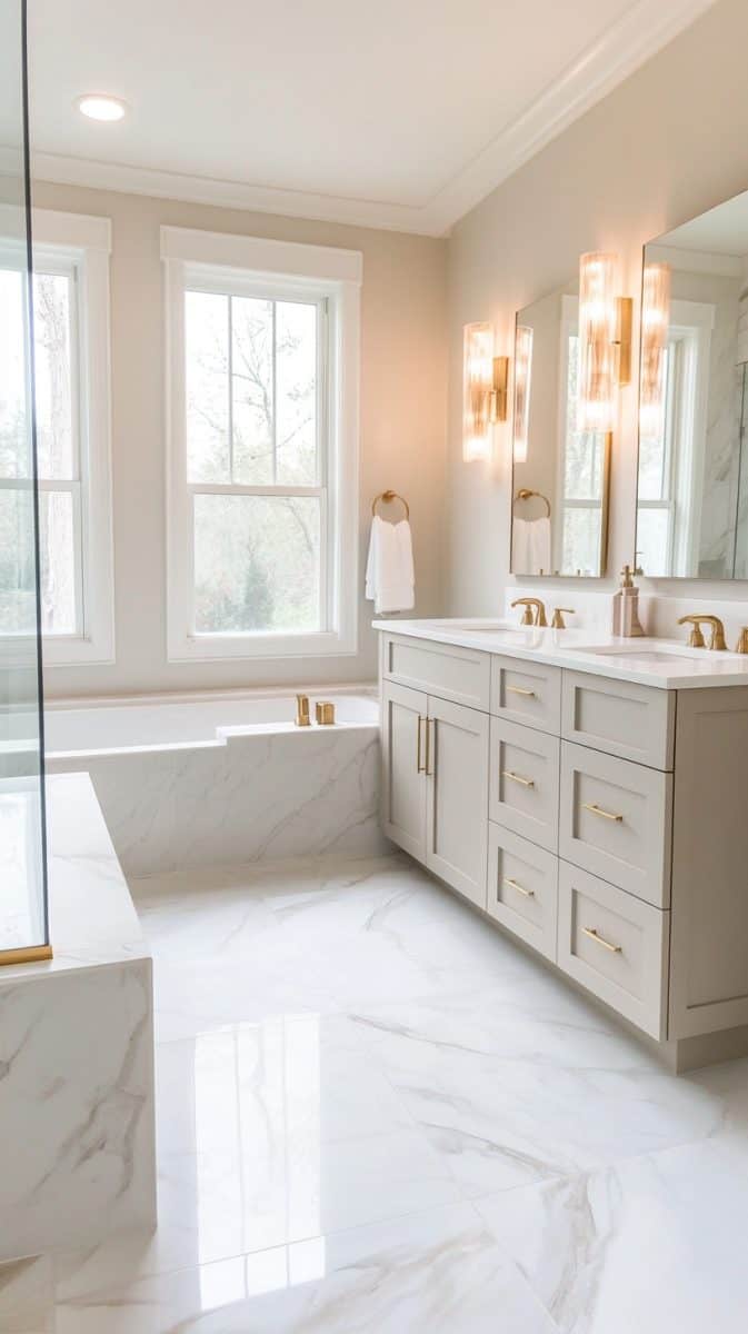 37 Modern Gold Bathroom Ideas: Fixtures, Lighting, and Hardware ...