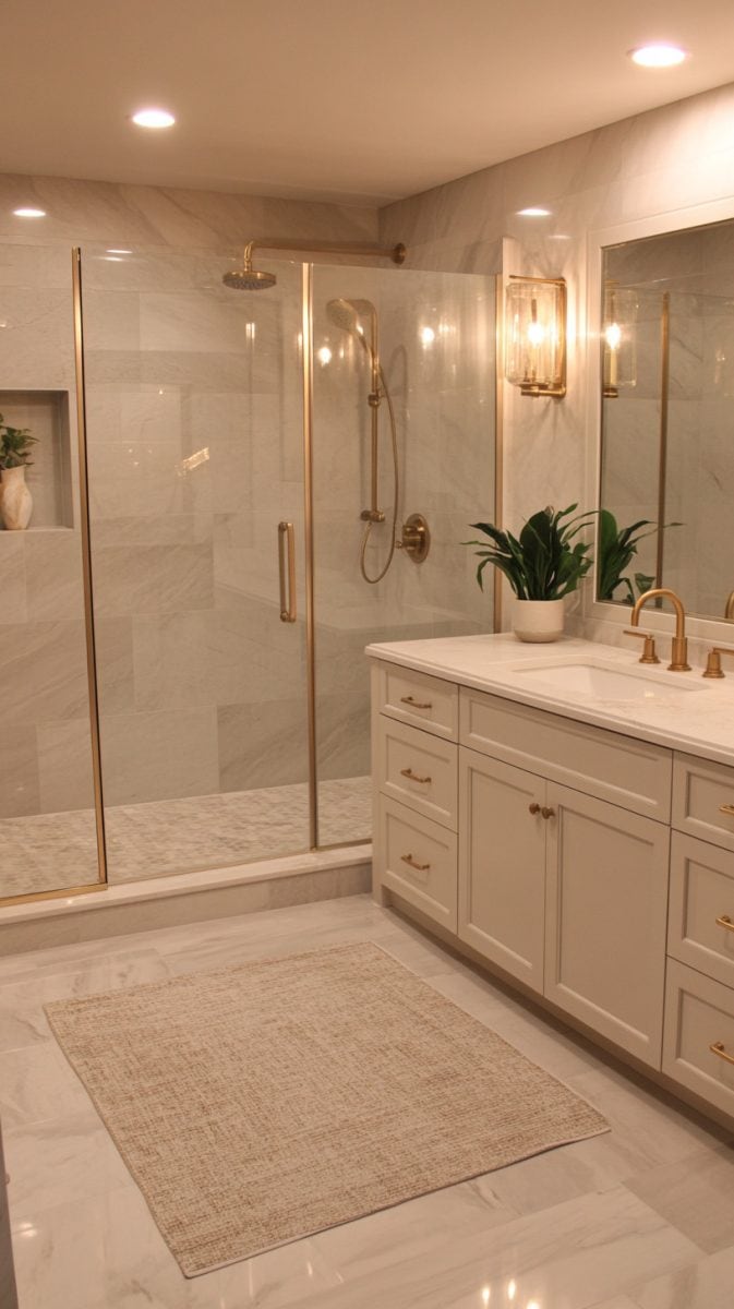 37 Modern Gold Bathroom Ideas: Fixtures, Lighting, and Hardware ...