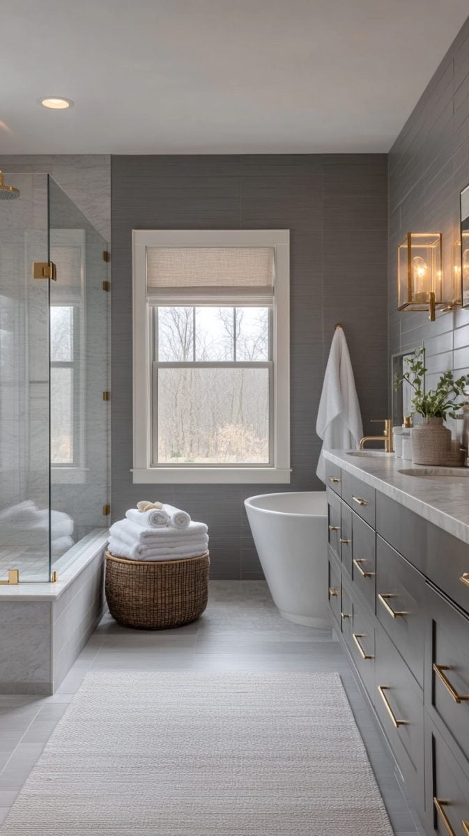 37 Modern Gold Bathroom Ideas: Fixtures, Lighting, and Hardware ...