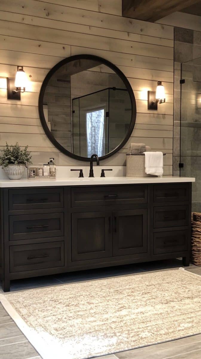 41 Modern Farmhouse Bathroom Ideas: Vanities, Lighting, and Decor for a ...