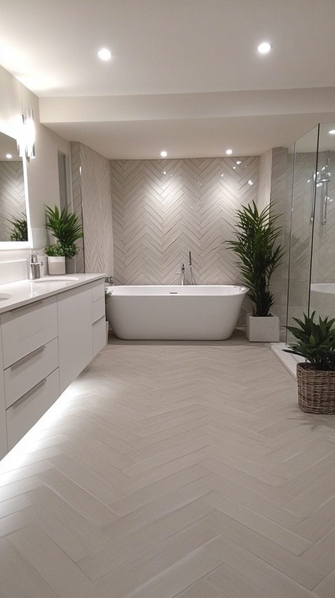 Bathroom Herringbone Tiles: 21 Stylish Ideas by Color, Size & Style ...