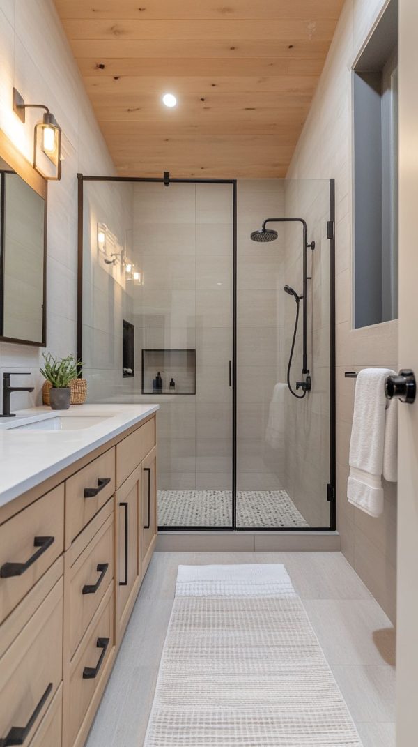 15 Long Narrow Bathroom Inspiration: Tiling, Windows, and Where to Put ...