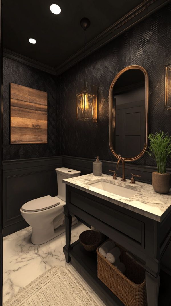 36 Moody Bathroom Inspirations: Dark, Bold, and Beautiful Designs - Glamorous Place