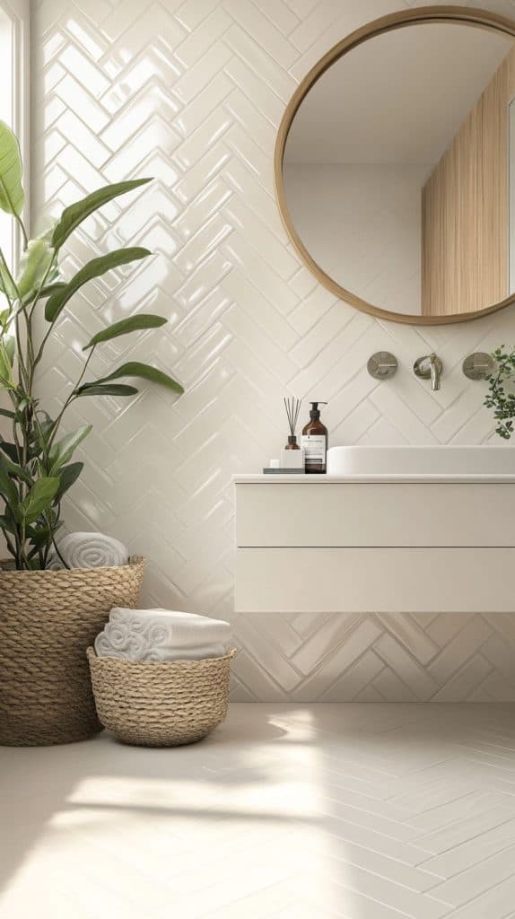 Bathroom Herringbone Tiles: 21 Stylish Ideas by Color, Size & Style ...