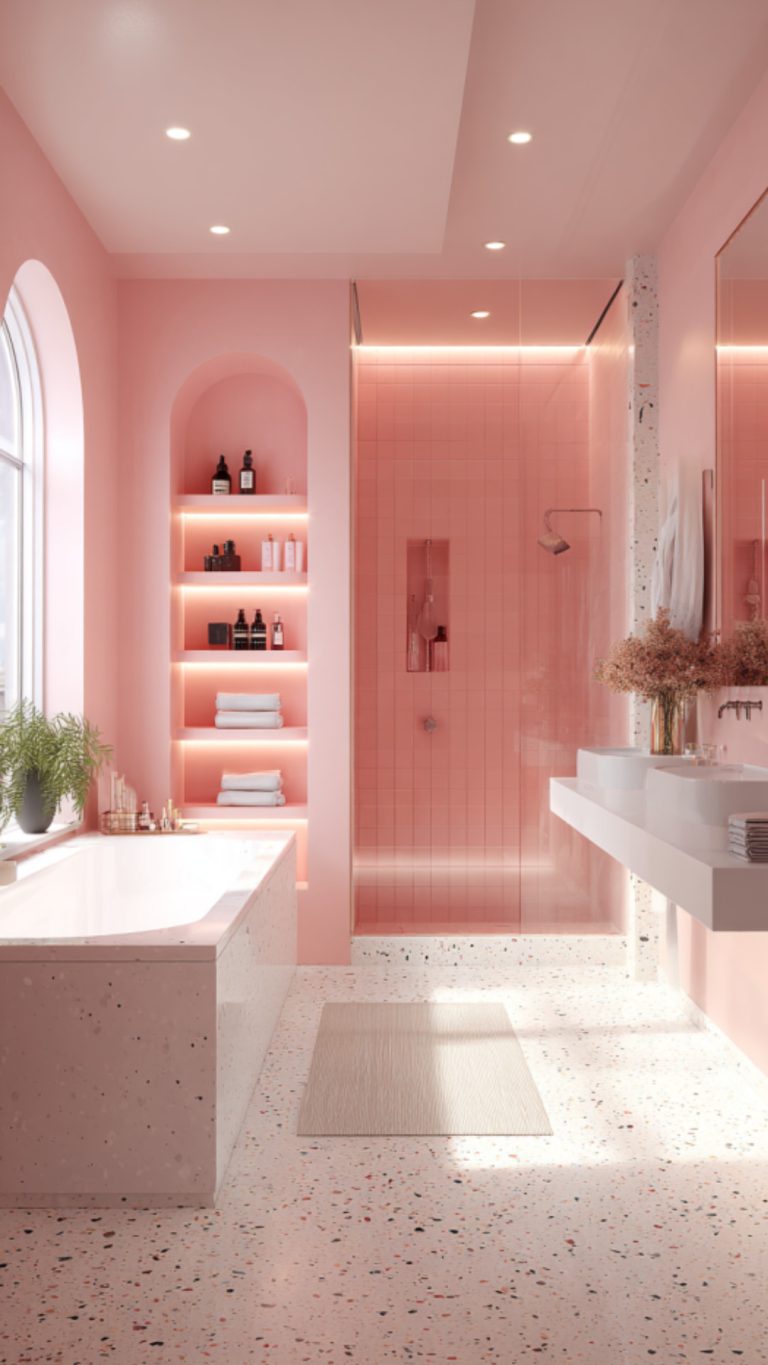 13 Bold and Soft Looks for Pink Bathrooms - Glamorous Place