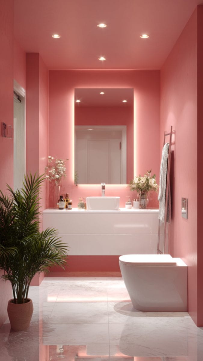 13 Bold and Soft Looks for Pink Bathrooms - Glamorous Place