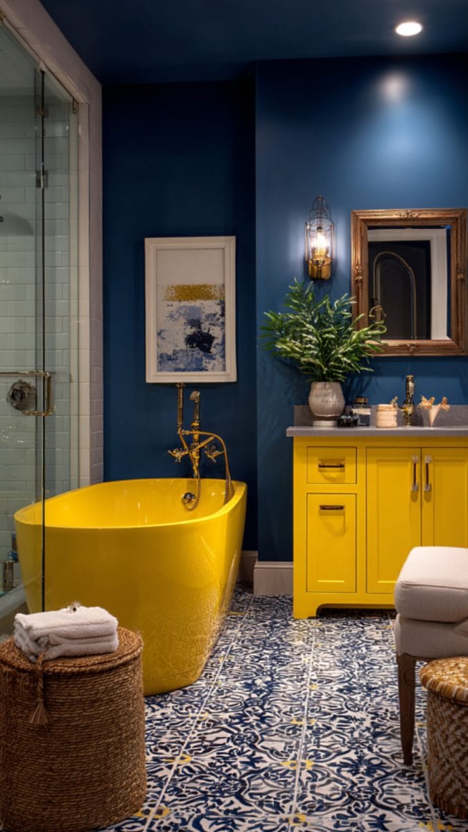 14 Elegant Navy Blue Bathroom Inspirations - Glamorous Place